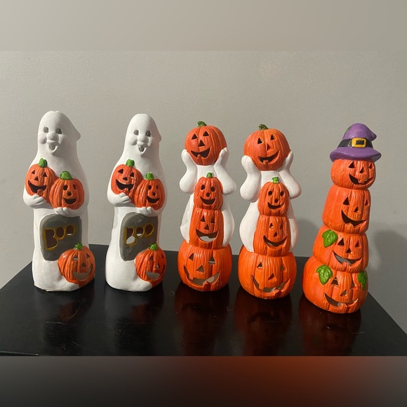 Accents | Halloween Ghost And Pumpkin Figurines Set | Poshmark